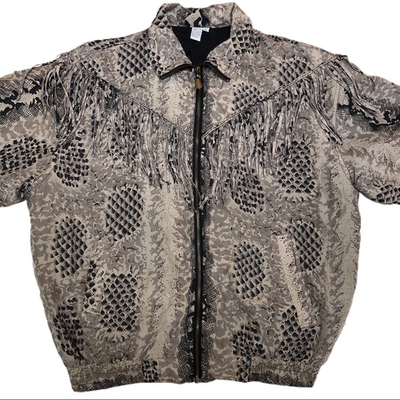 Coaco | Jackets & Coats | Vintage Silk Snake Animal Print Full Zip ...